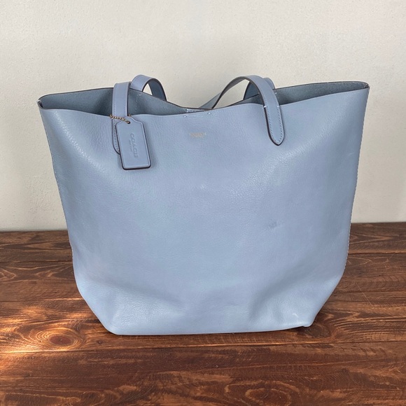 Coach | Bags | Coach Sky Blue Leather Tote Bag | Poshmark